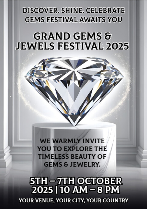 Copy of Modern & Minimal Gems And Jewel Fair Festival Invitation Poster ...