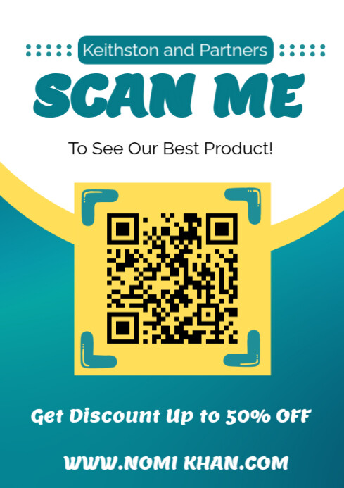Modern & Minimal Get Discount Up To 50% Off Scan Me Poster A4 Template ...