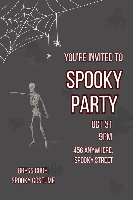 Modern & Minimal Grey White Spooky Halloween Template | PosterMyWall