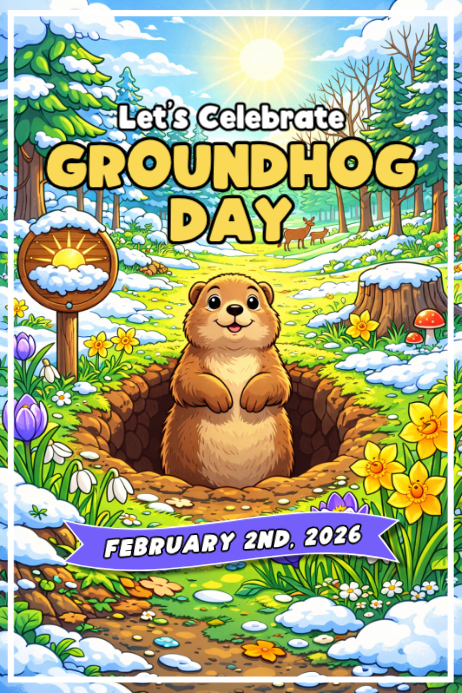 Modern & Minimal Groundhog Day Poster Template | PosterMyWall