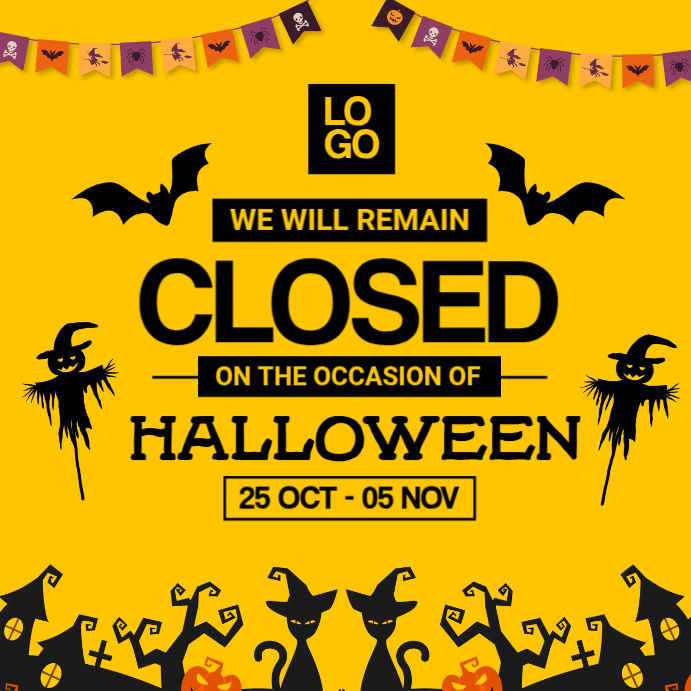 Modern & Minimal Halloween Closure Announcement Instagram Post Template ...