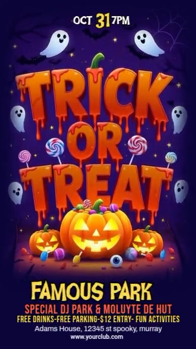 Modern & Minimal Halloween Trick Or Treat Party Instagram Story ...