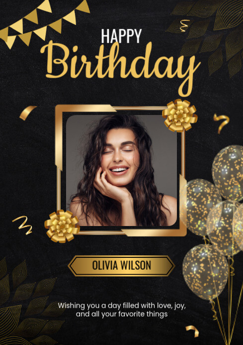 Modern & Minimal Happy Birthday Greeting A4 Template | PosterMyWall