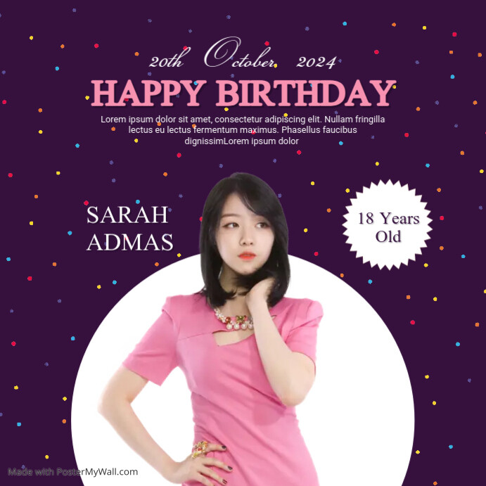 Modern & Minimal Happy Birthday Instagram Post Template | PosterMyWall