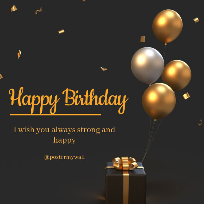Modern & Minimal Happy Birthday Pos Instagram Template | PosterMyWall