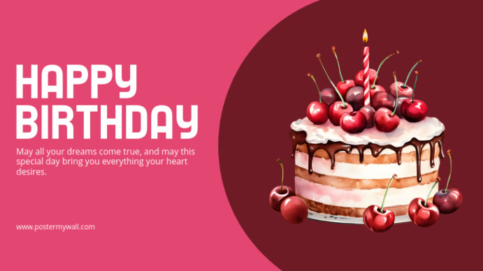 Modern & Minimal Happy Birthday Wraparound Mug Digital Display (16:9 ...