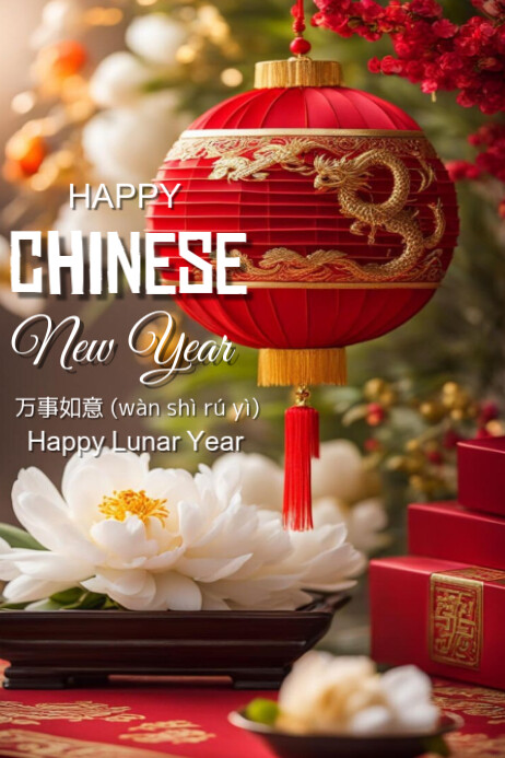 Plantilla de Modern & Minimal Happy Chinese New Year Poster | PosterMyWall
