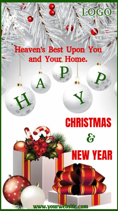 Modern & Minimal Happy Christmas Digital Display (9:16) Template ...
