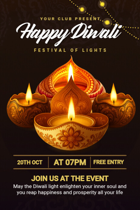 Modern & Minimal Happy Diwali Festival Poster Template | PosterMyWall