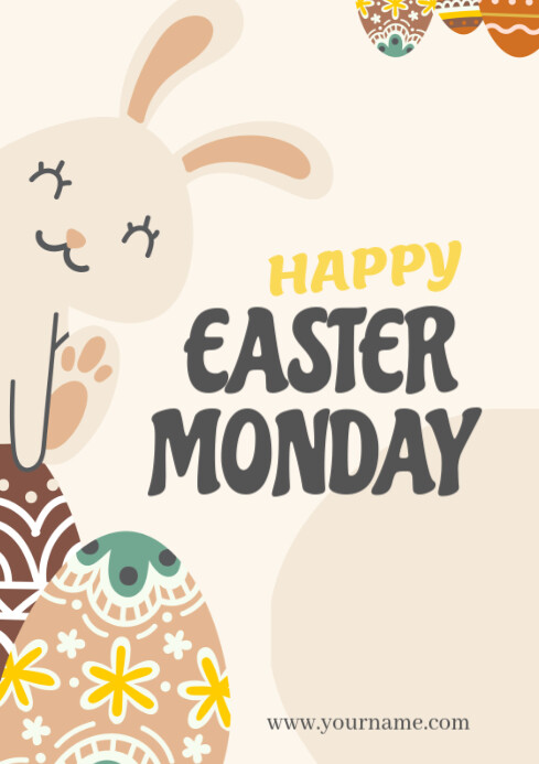 Modern & Minimal Happy Easter Monday Poster A4 Template | PosterMyWall