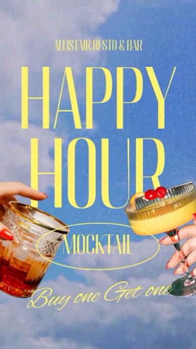Modern & Minimal Happy Hour Mocktail Instagram Story Template | PosterMyWall