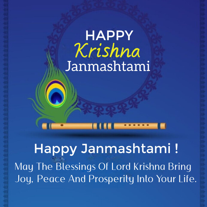 Modern & Minimal Happy Krishna Janmashtami In Template | PosterMyWall
