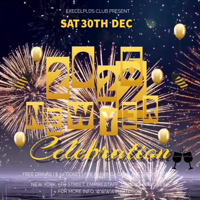 Modern & Minimal Happy New Year 2025 Instagram Post Template | PosterMyWall