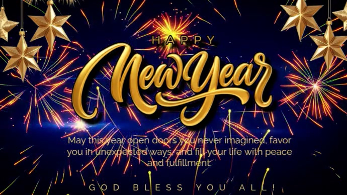 Modern & Minimal Happy New Year 2026 Digital Display (16:9) Template ...