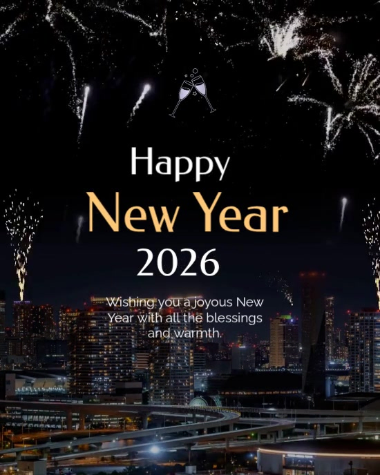 Modèle Modern & Minimal Happy New Year 2026 Video Instagram Portrait ...