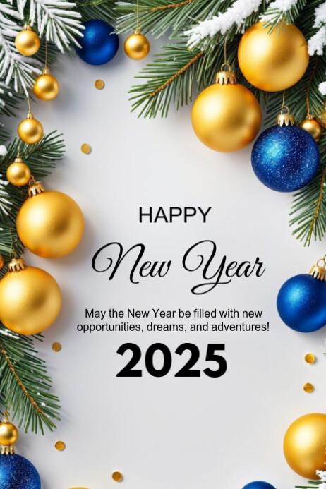 Modern & Minimal Happy New Year Poster Template | PosterMyWall