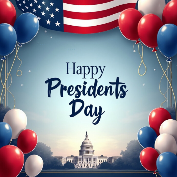Modern & Minimal Happy Presidents Day Card Wishes Design Square (1:1 ...