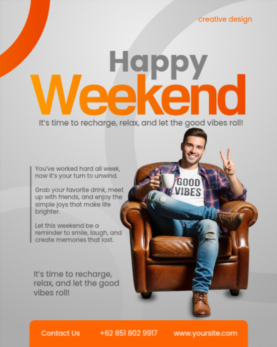 Modern & Minimal Happy Weekend Instagram Portrait Template | PosterMyWall
