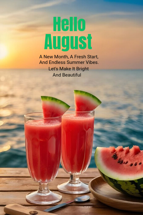 Modern & Minimal Hello August Poster Template | PosterMyWall