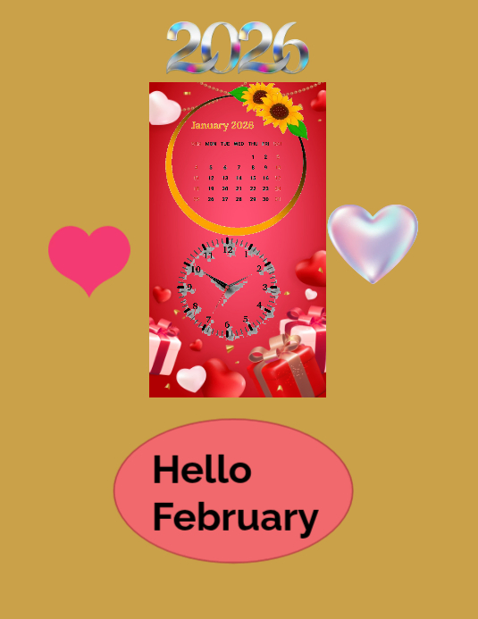 Modern & Minimal Hello February Flyer Love Poster Flyer (us Letter ...