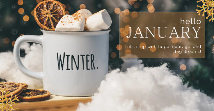 Modern & Minimal Hello January Facebook Event Cover Template | PosterMyWall