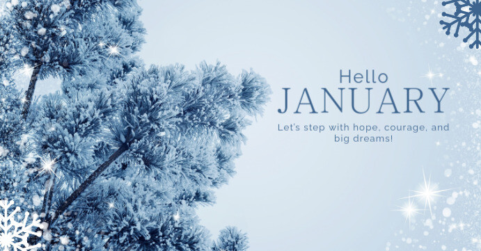 Modern & Minimal Hello January Facebook Event Cover Template | PosterMyWall