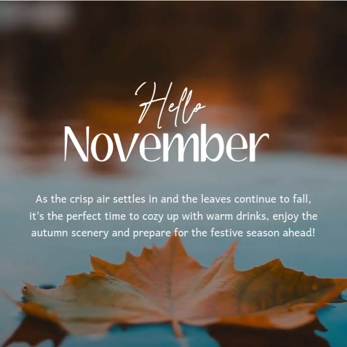 Modern & Minimal Hello November Instagram Post Template | PosterMyWall