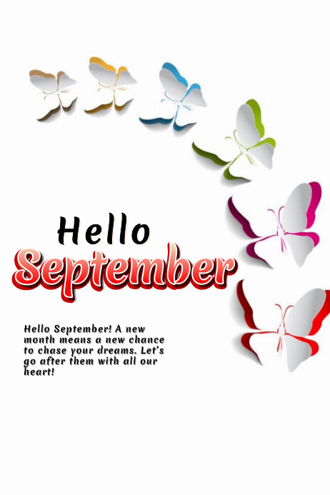 Copy of Modern & Minimal Hello September Banner 4' × | PosterMyWall