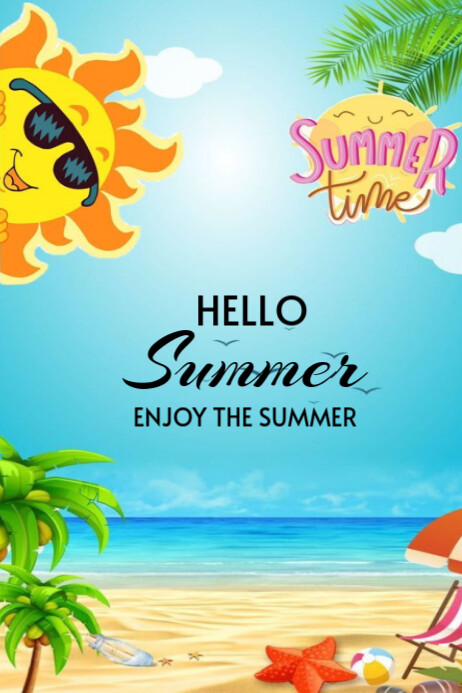 Modern & Minimal Hello Summer Poster Template | PosterMyWall