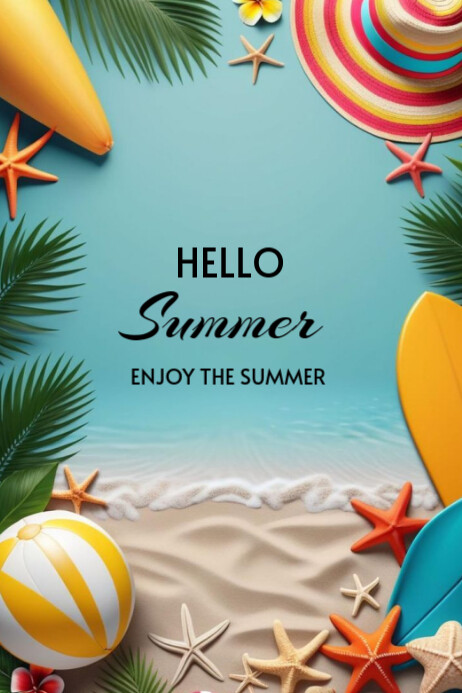 Modern & Minimal Hello Summer Poster Template | PosterMyWall