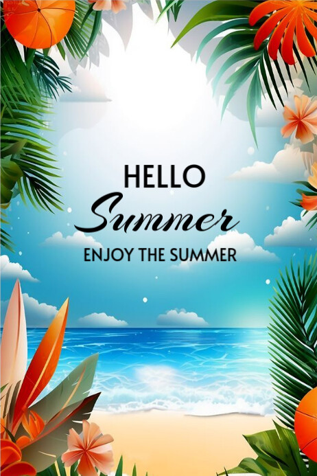 Modern & Minimal Hello Summer Poster Template | PosterMyWall