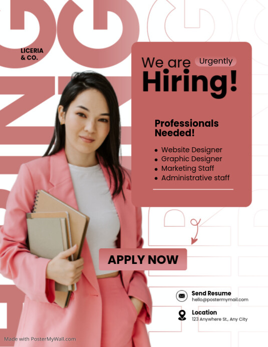 Modern & Minimal Hiring Flyer (us Letter) Template | PosterMyWall