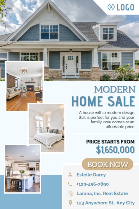 Modern & Minimal Home Sale Poster Template | PosterMyWall