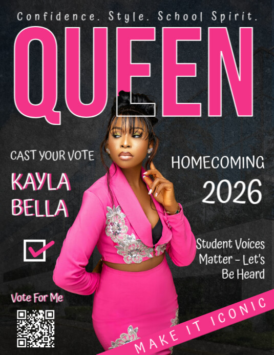 Modern & Minimal Homecoming Queen Magazine Style Template Flyer (us ...