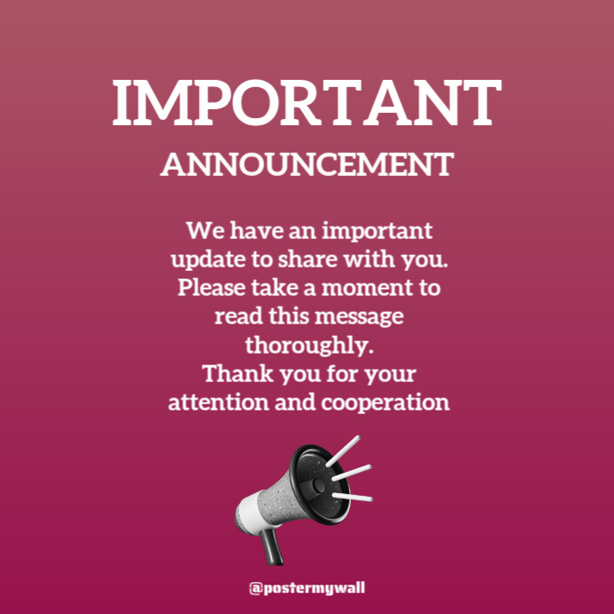 Copy of Modern & Minimal Important Announcement Instagram Post ...