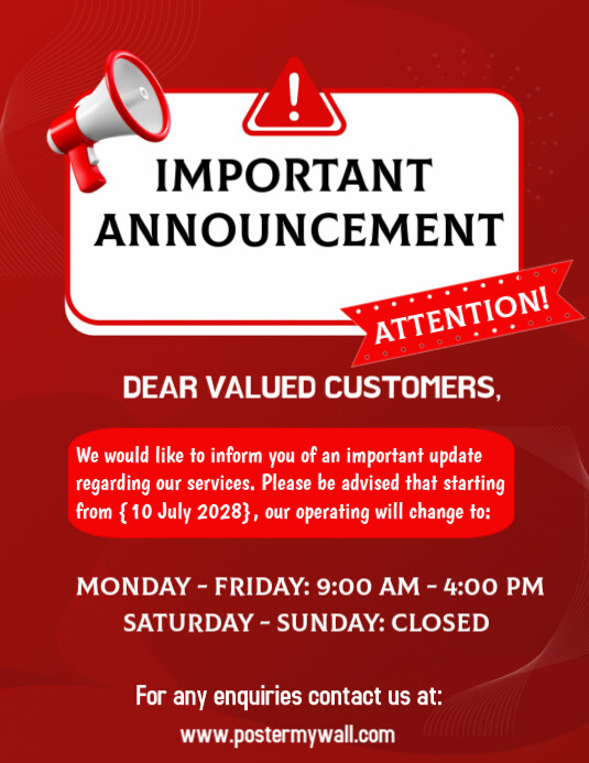 Copy of Modern & Minimal Important Announcement Post Flyer (us Letter ...