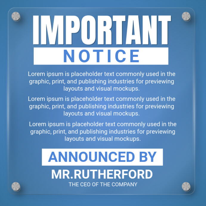 Copy of Modern & Minimal Important Notice Instagram Post | PosterMyWall