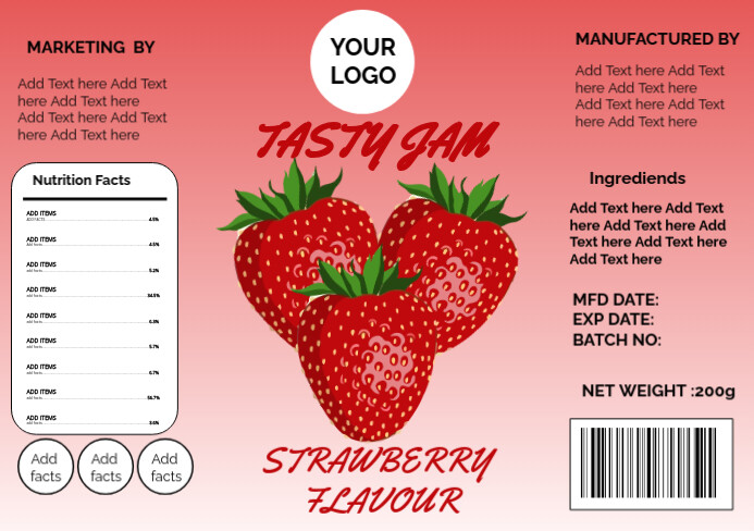 Modern & Minimal Jam Packaging Label Design A5 Template | PosterMyWall