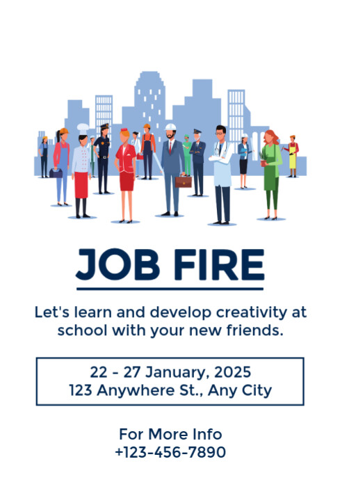 Modern & Minimal Job Fire A2 Template | PosterMyWall