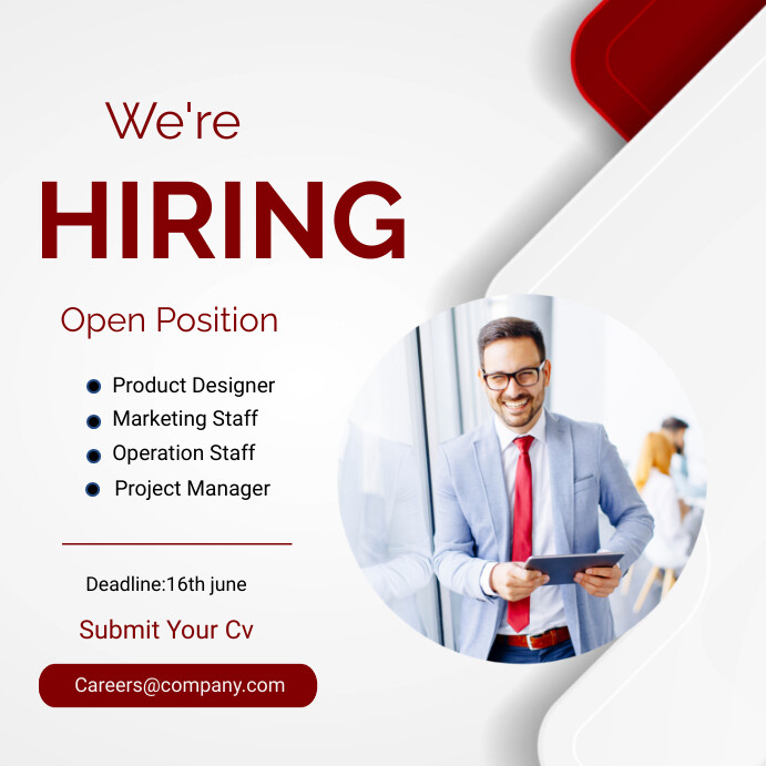 Modern & Minimal Job Vacancy Advert Template | PosterMyWall