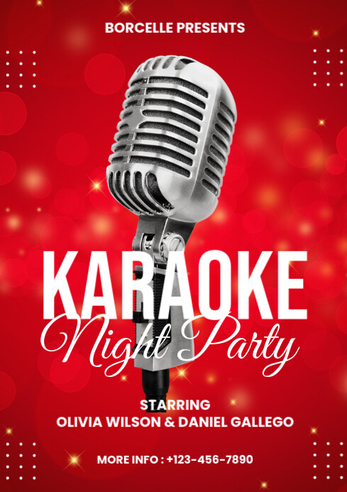 Modern & Minimal Karaoke Night Party A4 Template | PosterMyWall
