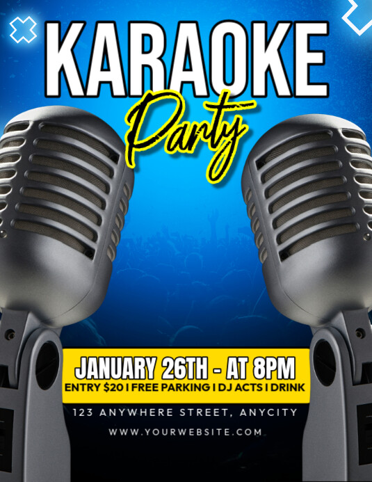 Modern & Minimal Karaoke Party Pamflet (letter As) Template | PosterMyWall