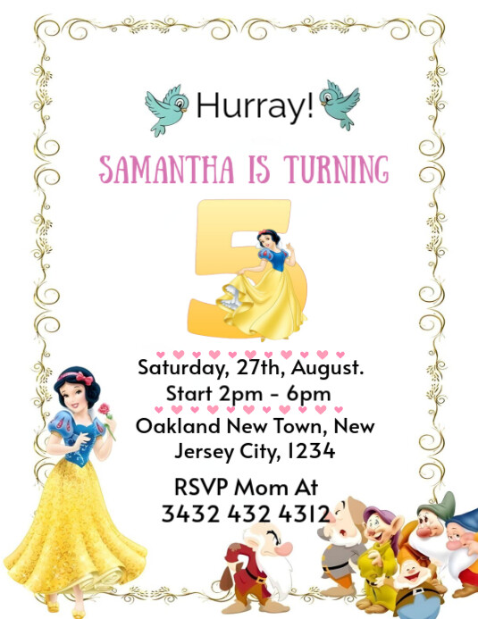 Modern & Minimal Kids Cartoon Themed Birthday Flyer (us Letter) Modelo ...