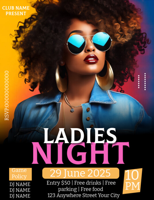 Modern & Minimal Ladies Night Flyer (us Letter) Template | PosterMyWall