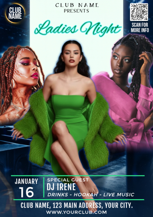 Modern & Minimal Ladies Night Party Invitation Social Media A4 Template ...