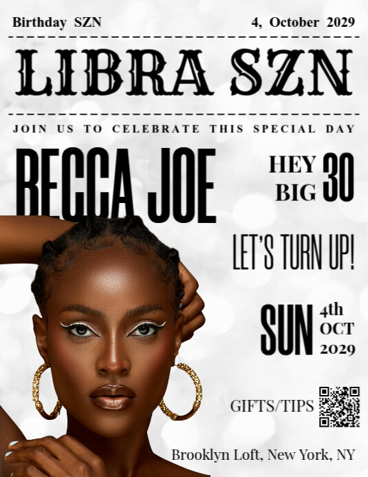 Copy of Modern & Minimal Libra Zodiac Birthday Invitation Flyer (us ...