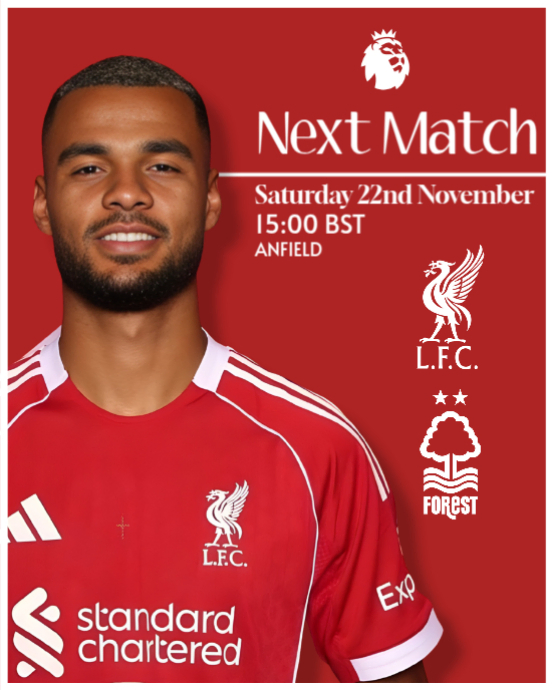 Plantilla de Modern & Minimal Liverpool Next Match Premier League ...