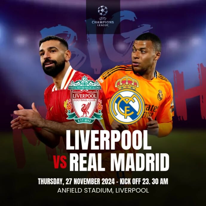 Modern & Minimal Liverpool Vs Real Madrid Champions League Persegi (1:1 ...