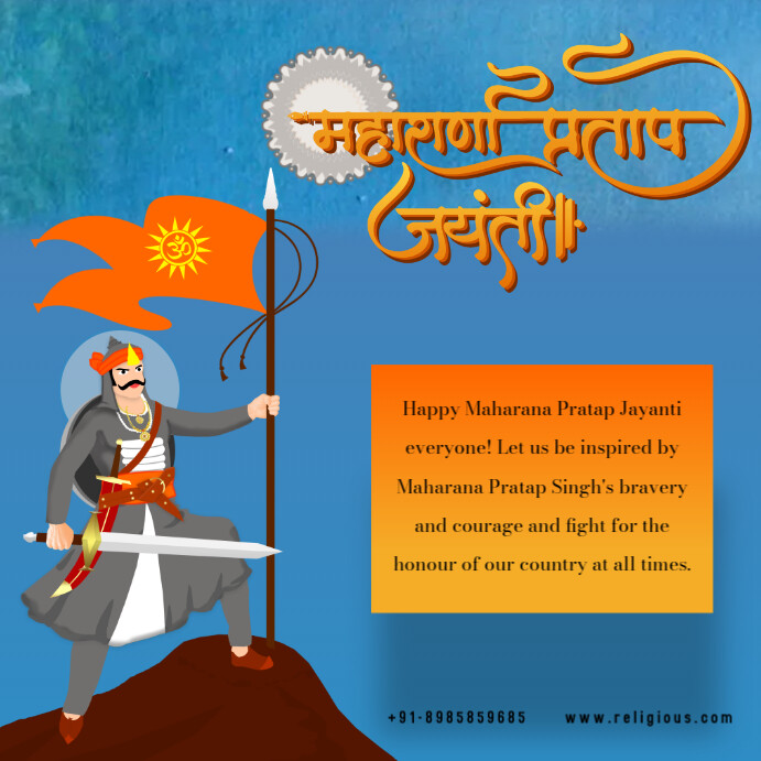Modern & Minimal Maharana Pratap Jayanti Instagram Post Template ...