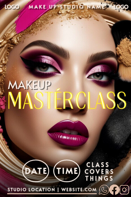 Copy of Modern & Minimal Makeup Masterclass Poster Template With Glam Beauty Theme Poster ...
